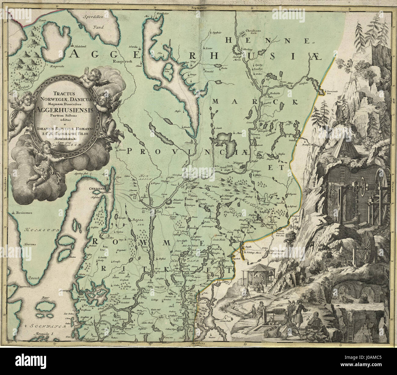 This historical map, 'Tractus Norwegiae Danicus,' from the 16th century ...