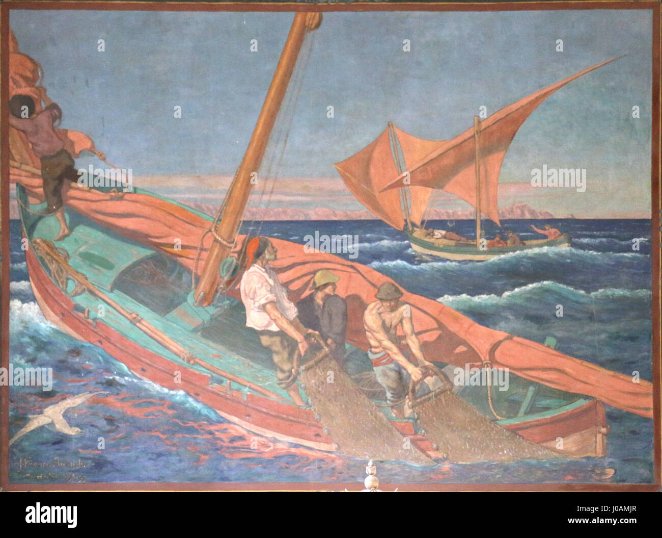 'La Pêche au gangui' by Jean Francis Auburtin captures a scene of ...