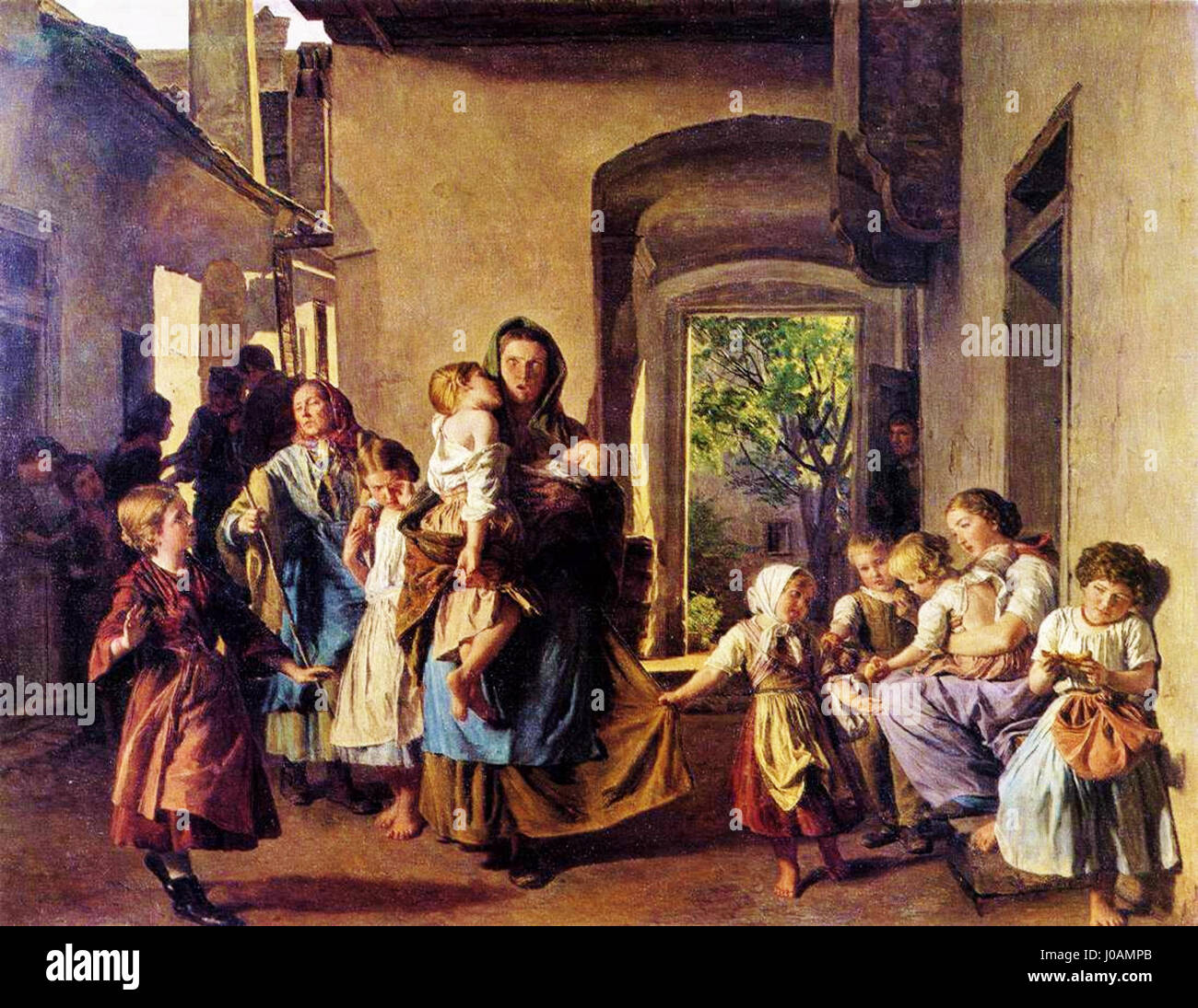 This artwork captures a poignant moment of hardship and resilience ...