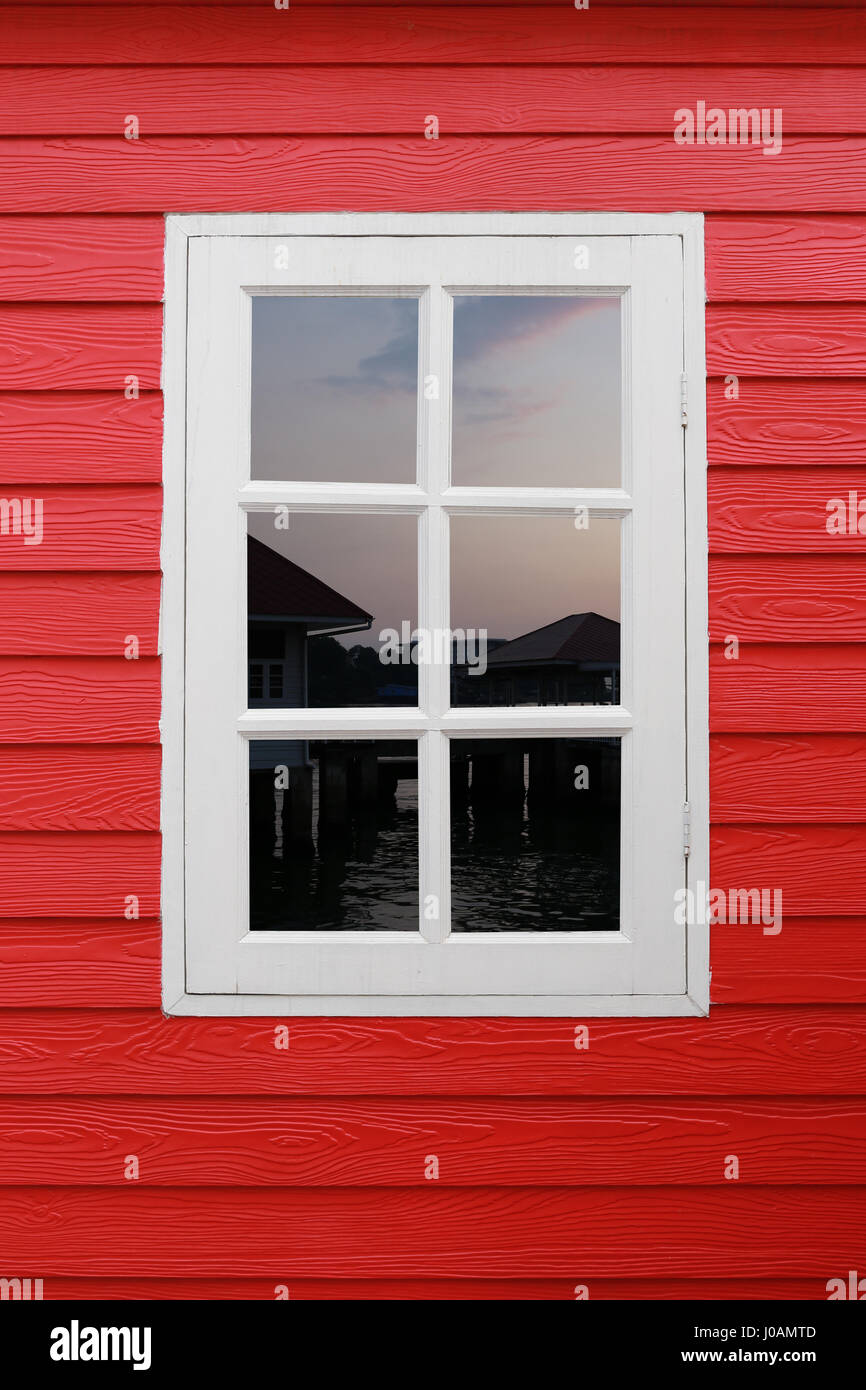 White window looking out to see view the seashore in the evening Stock ...