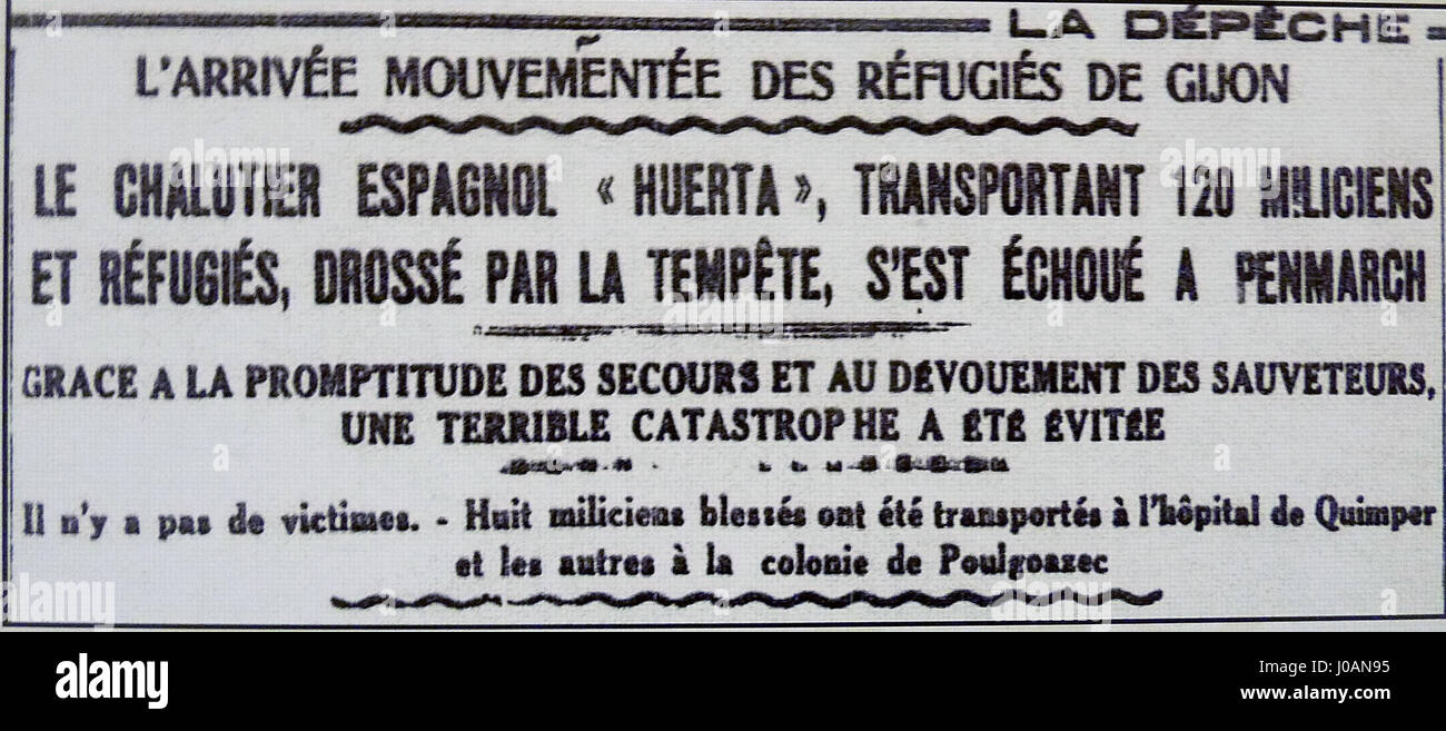 This image depicts Spanish refugees from the Spanish Civil War ...
