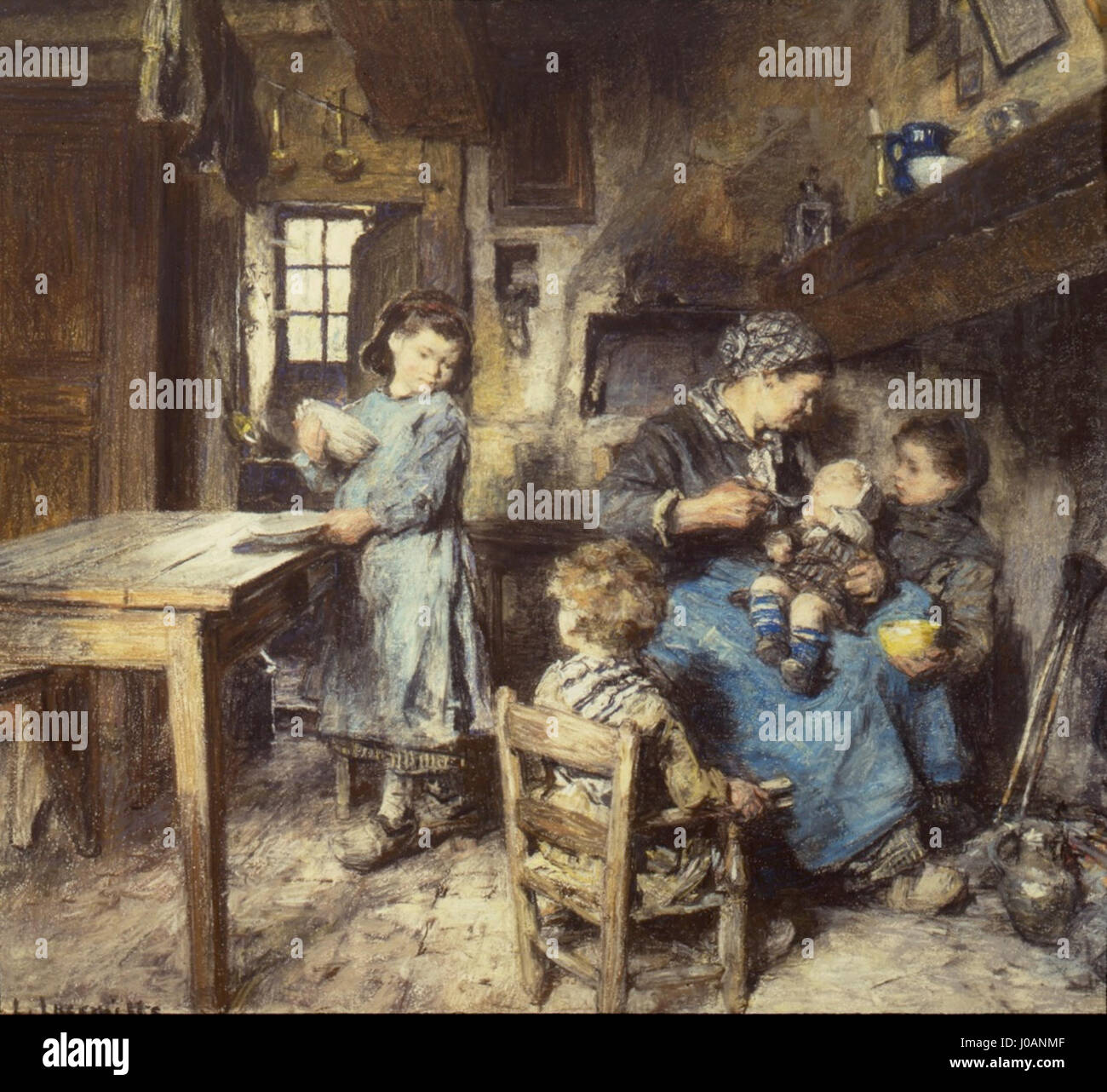 Léon Augustin Lhermitte's 1888 painting 'Soupe de l'Enfant' portrays a ...