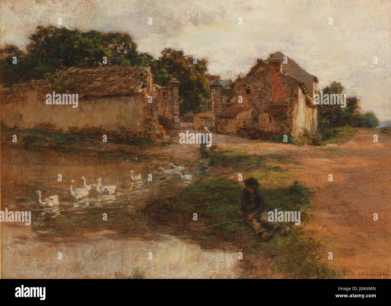 Léon Augustin Lhermitte’s painting 'L'Étang aux canards' depicts a ...