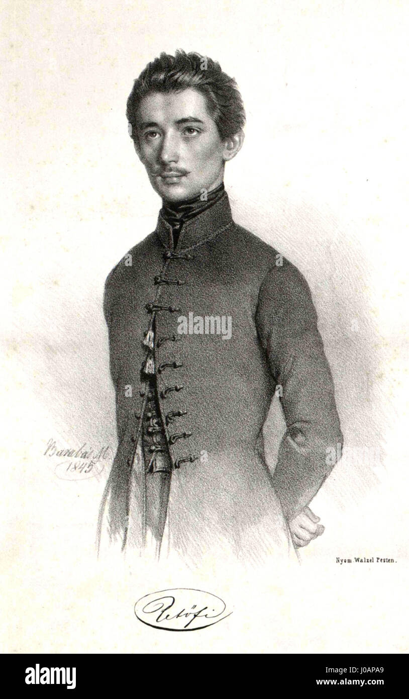 A portrait by Petőfi Barabás from 1845, capturing the likeness of a ...