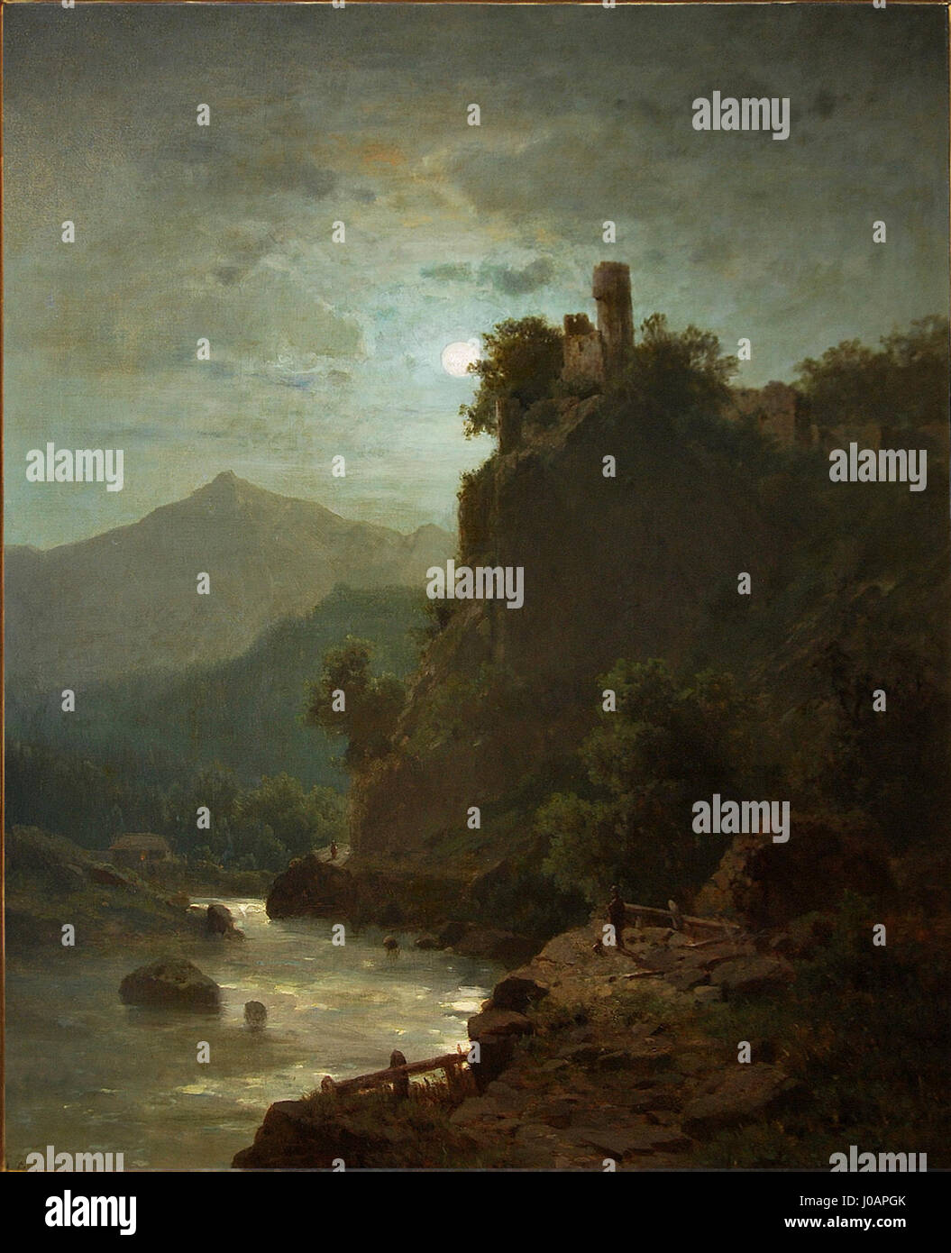 Adolf Chwala (1836-1900) - Noční krajina se zříceninou Stock Photo - Alamy