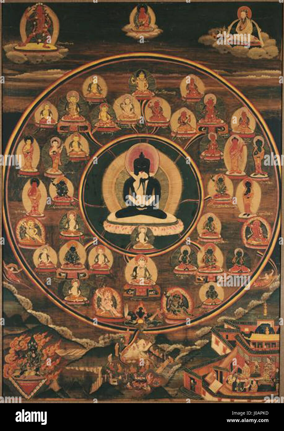 'Bardo. Vision des divinités sereines' depicts a serene vision of ...