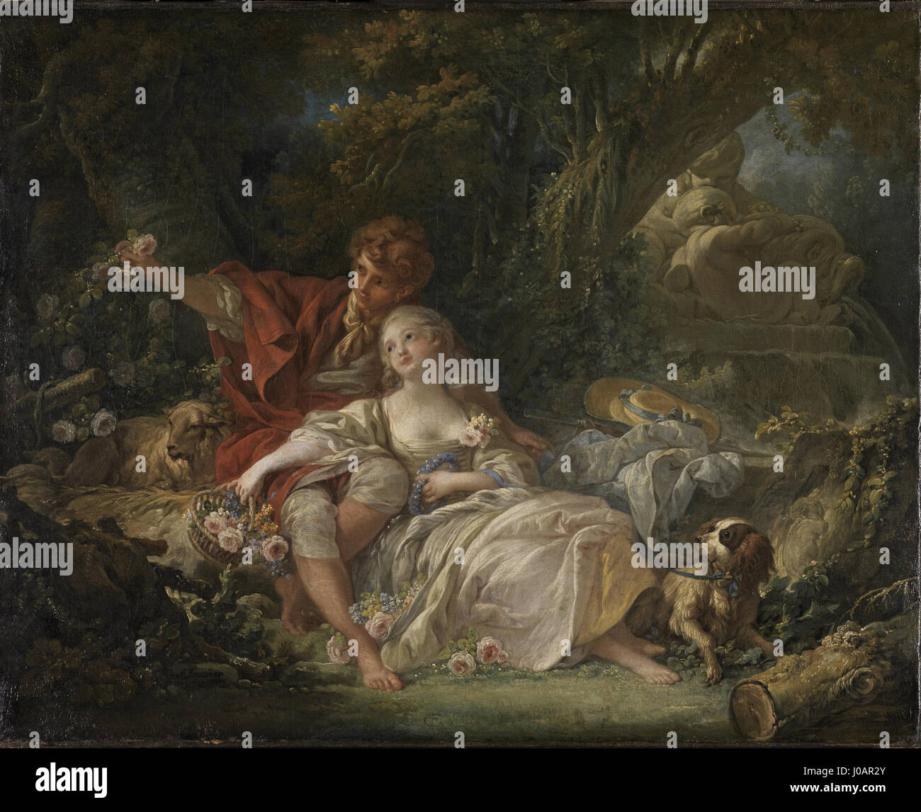 François Boucher’s 'Shepherd and Shepherdess' portrays a pastoral scene ...