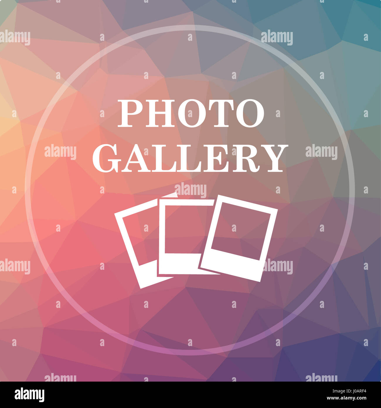 Photo gallery icon. Photo gallery website button on low poly background ...