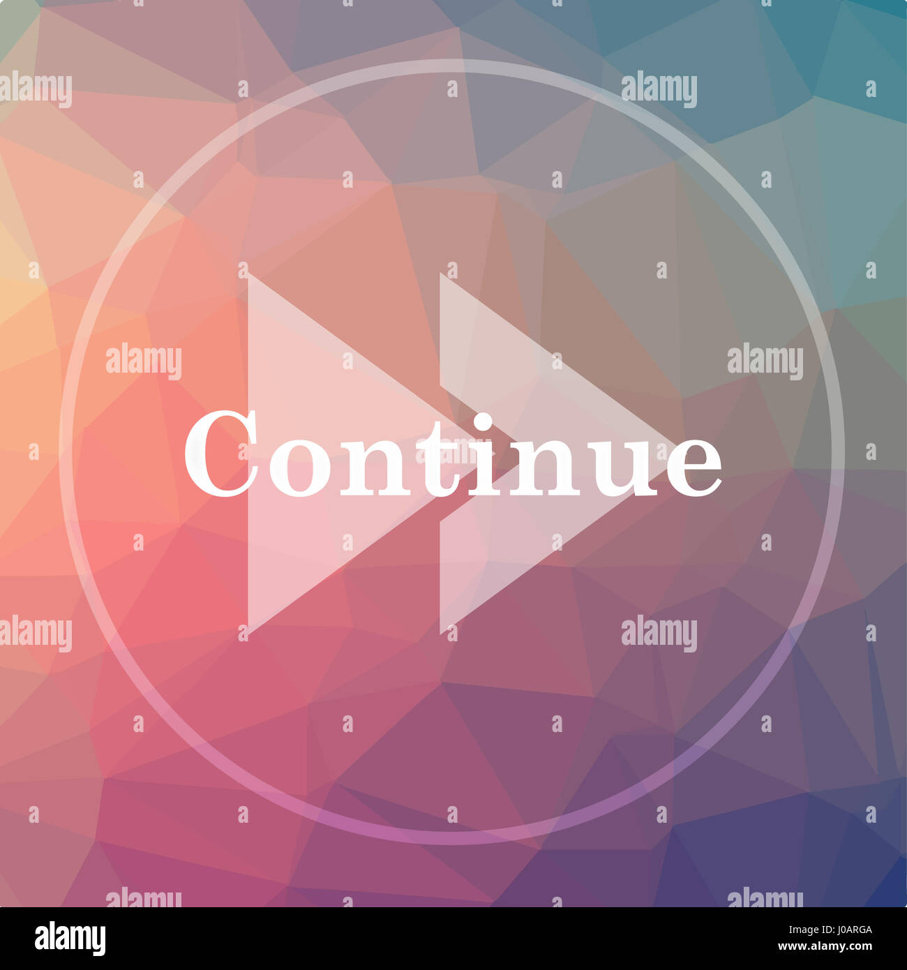 Continue icon. Continue website button on low poly background Stock ...