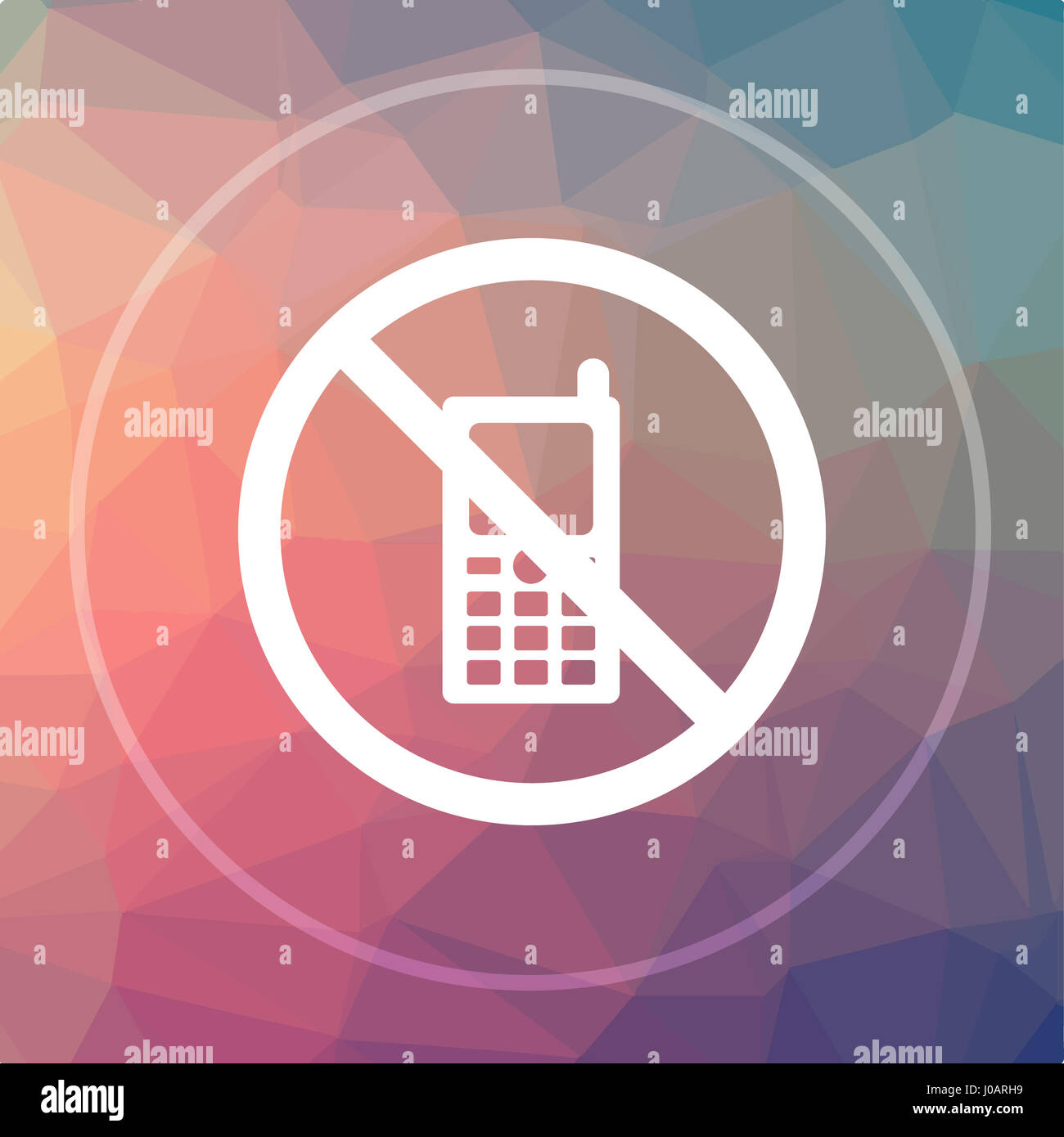 Mobile phone restricted icon. Mobile phone restricted website button on ...