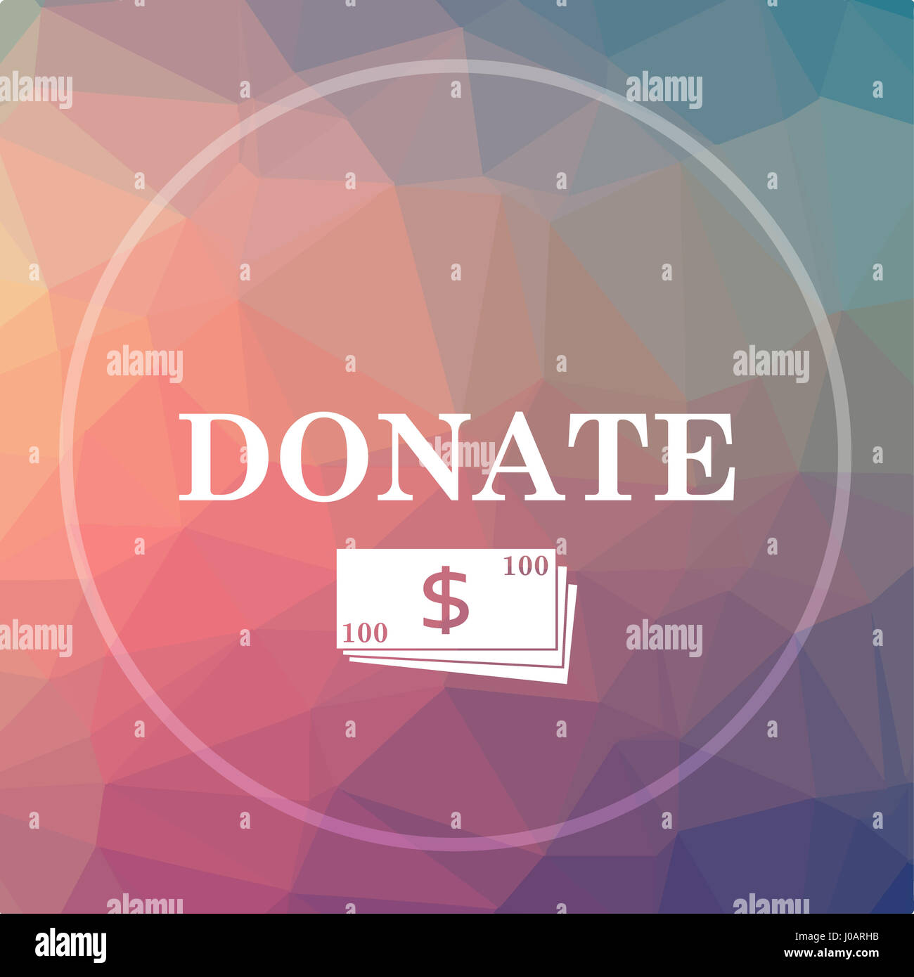 Donate icon. Donate website button on low poly background Stock Photo ...