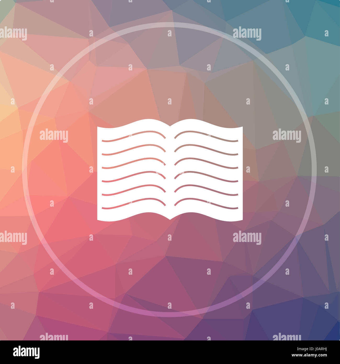 Book icon. Book website button on low poly background Stock Photo - Alamy