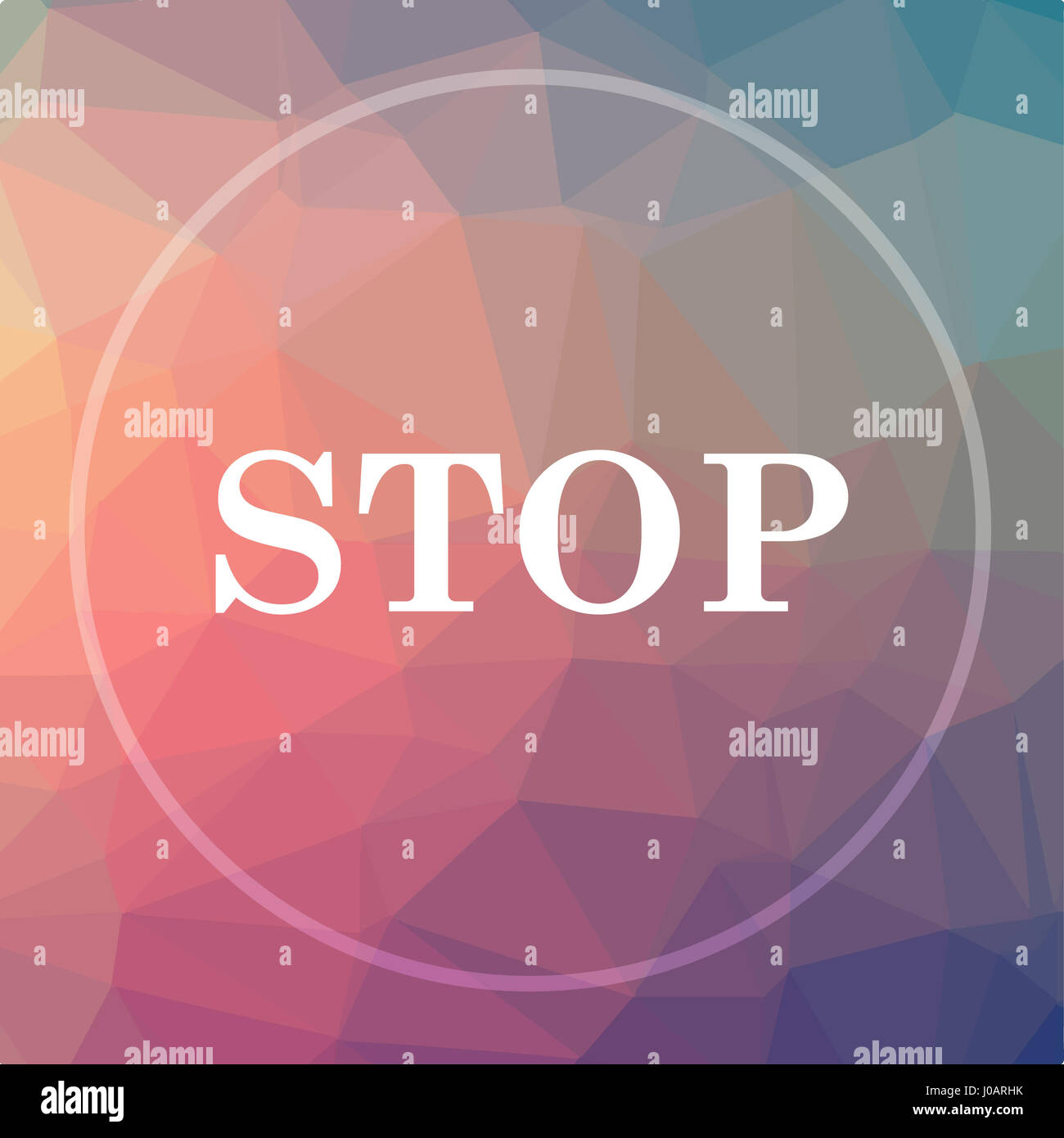 Stop icon. Stop website button on low poly background Stock Photo - Alamy