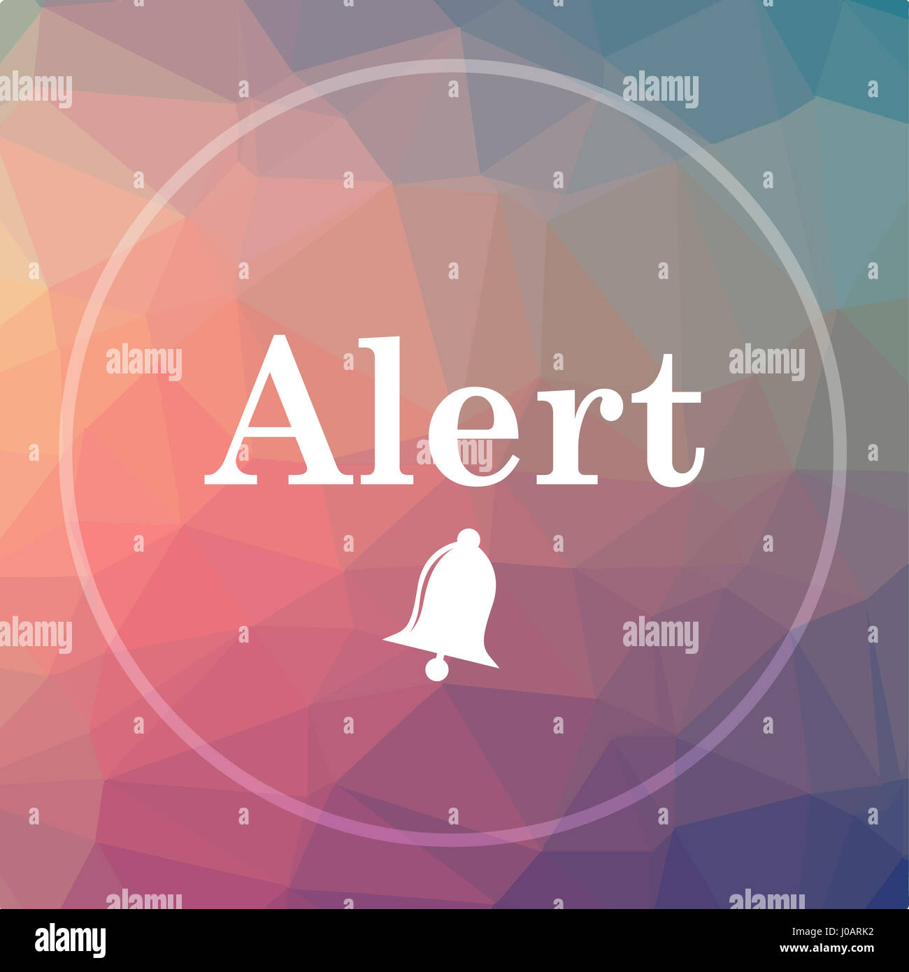 Alert icon. Alert website button on low poly background Stock Photo - Alamy