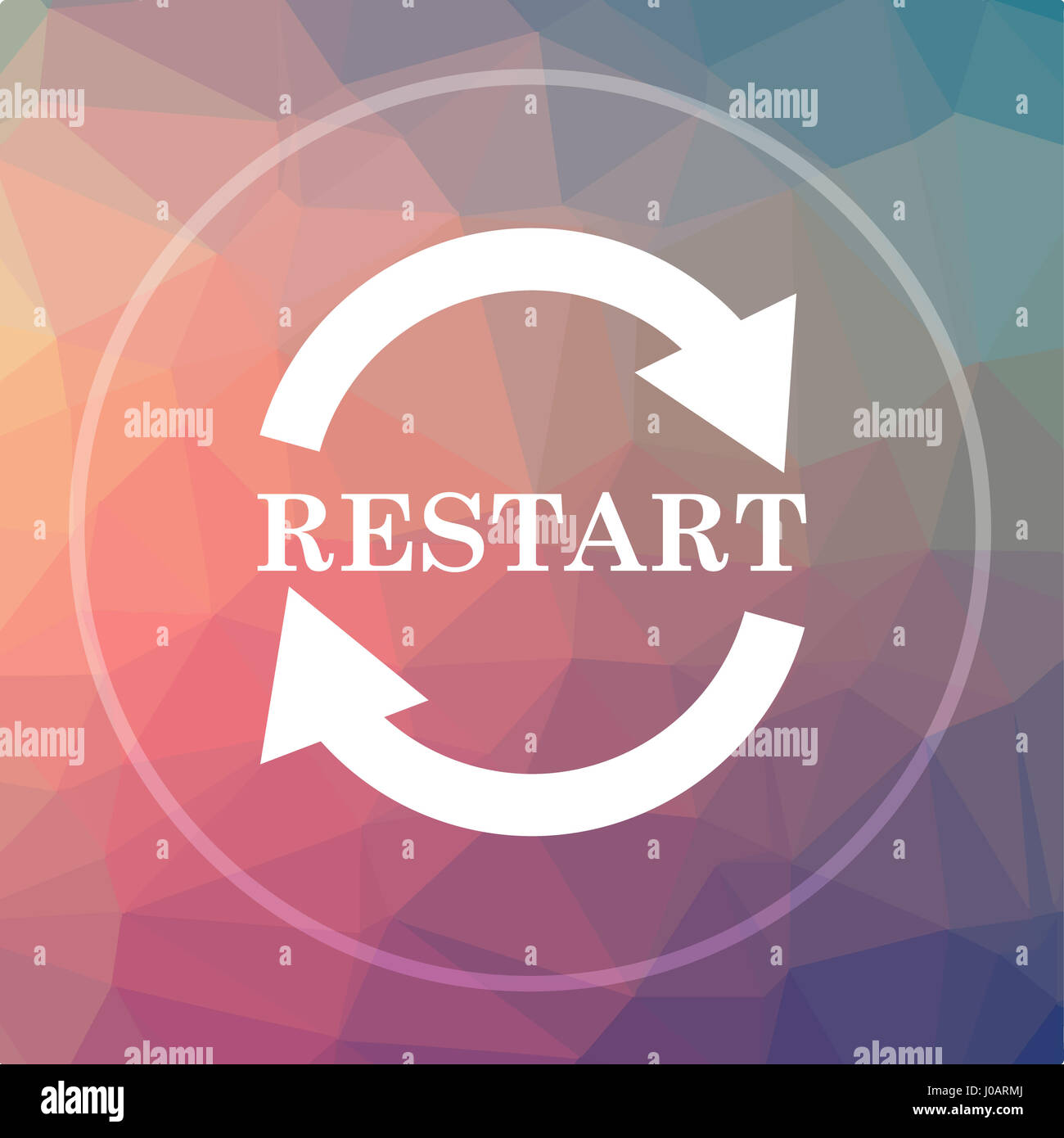 Restart icon. Restart website button on low poly background Stock Photo ...