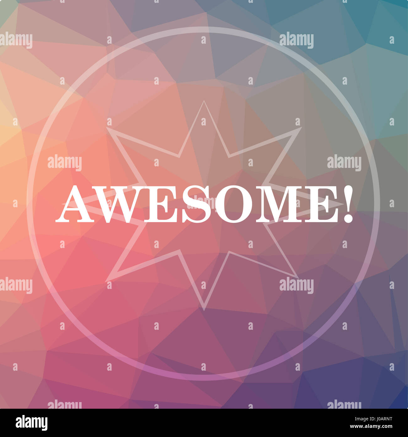 Awesome icon. Awesome website button on low poly background Stock Photo ...