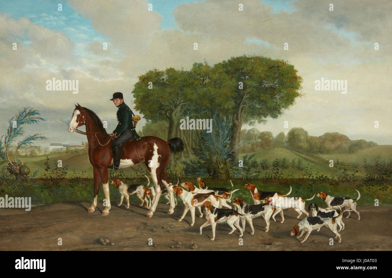 August Carl Vilhelm Thomsen (attr) Jäger mit Hundemeute 1839 Stock ...