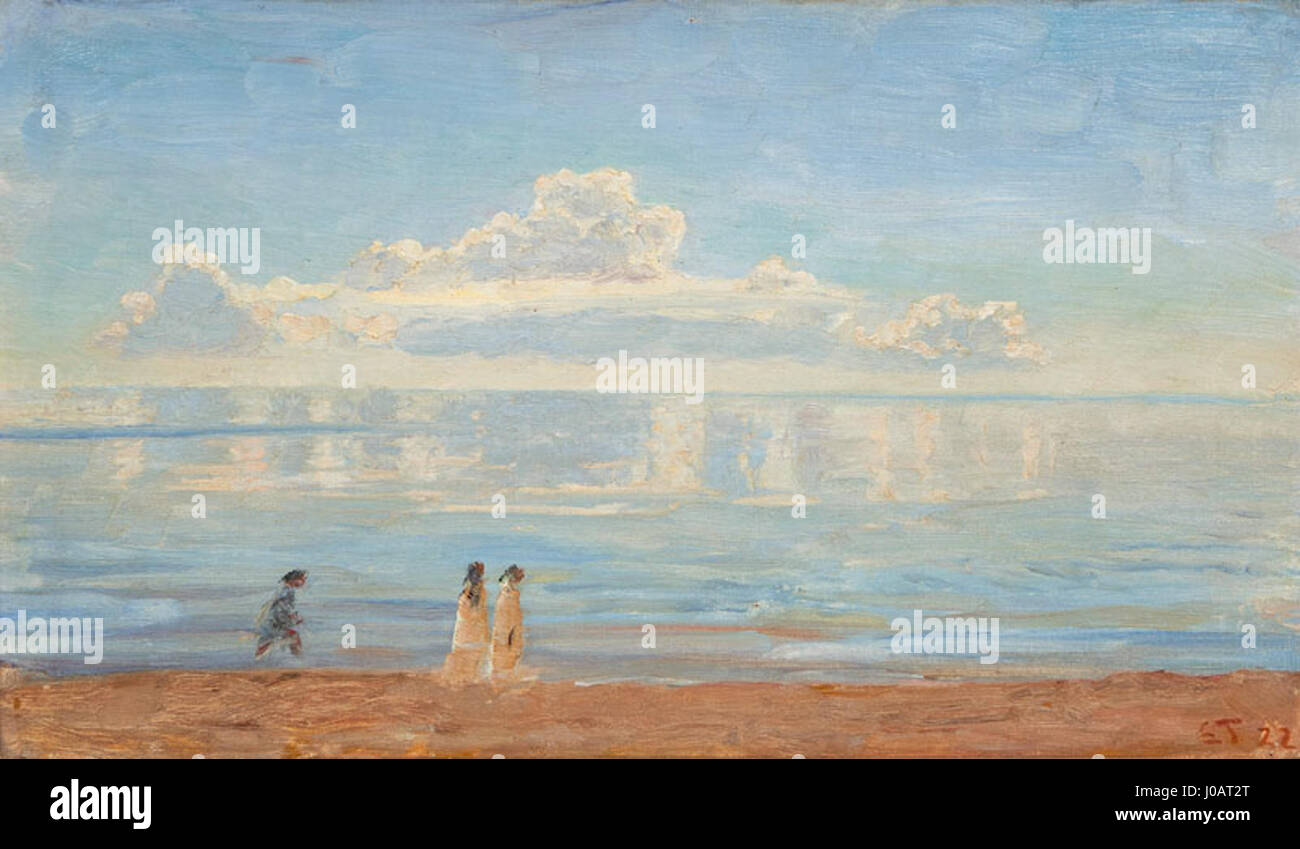Laurits Tuxen’s 'Spaziergänger am Strand von Skagen' (1956) depicts ...