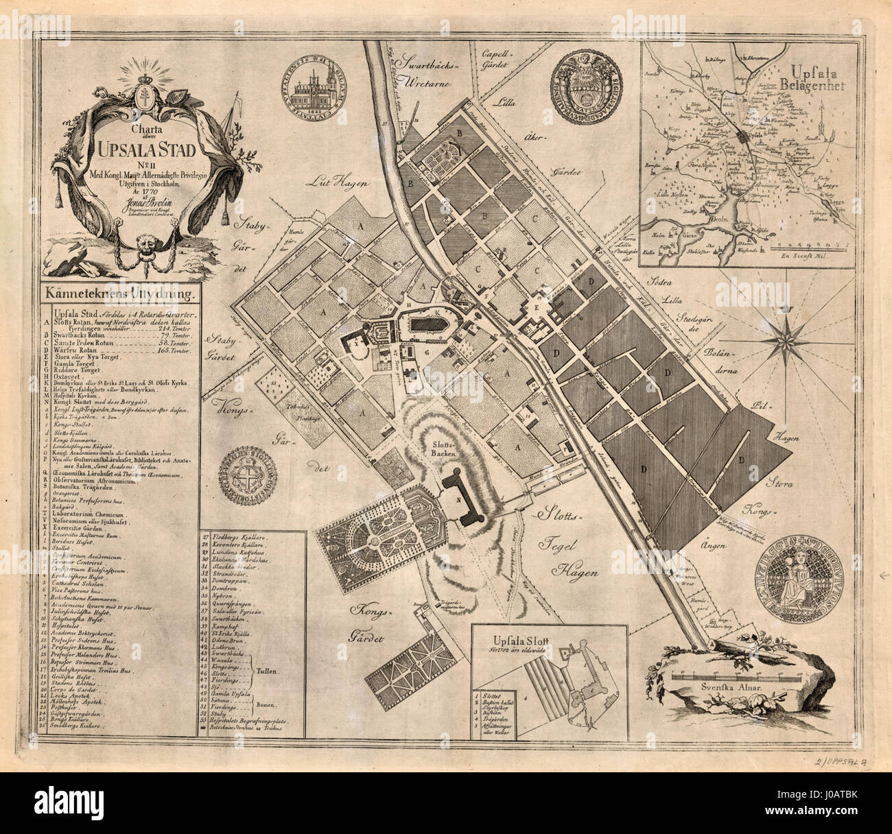'Charta öfwer Upsala stad no II' is an old map of Uppsala, Sweden ...