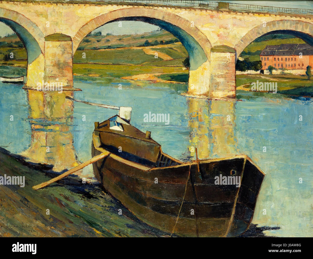 'Le Pont de Rémich' by Nico Klopp depicts a tranquil scene of the ...