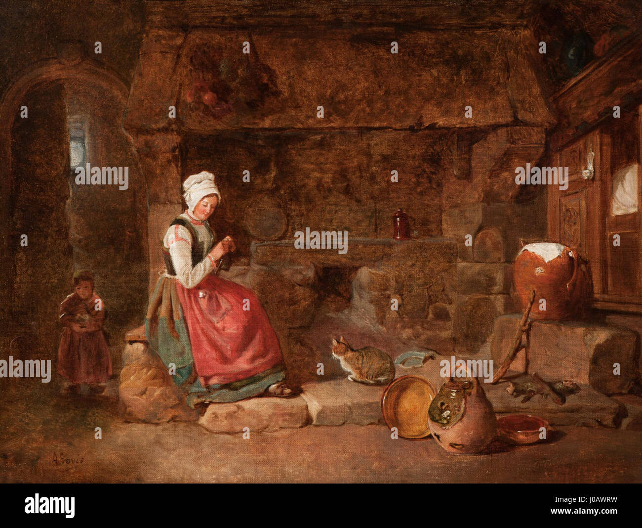 'Alfred Provis’s 'Junge Mutter in der Küche' depicts a young mother in ...