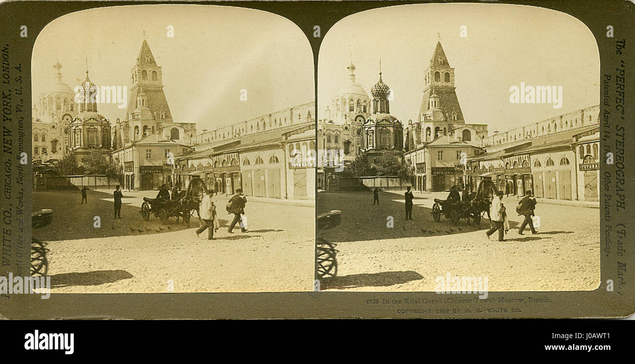 This stereo card from Moscow captures a scene of Russian urban life in ...