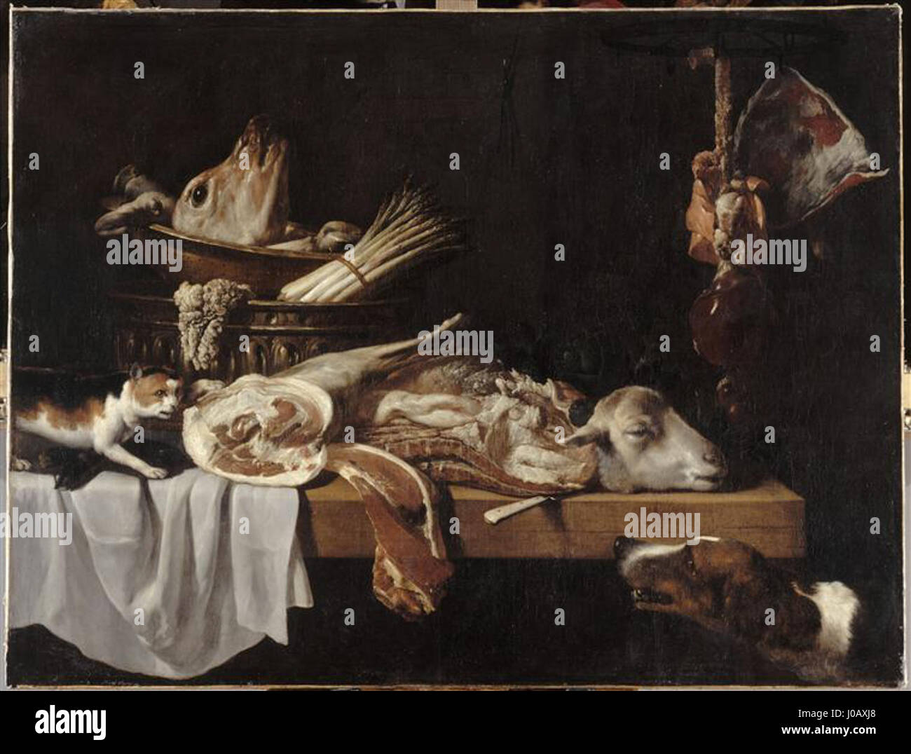 Peter van Boucle's painting features a butcher’s scene with various ...