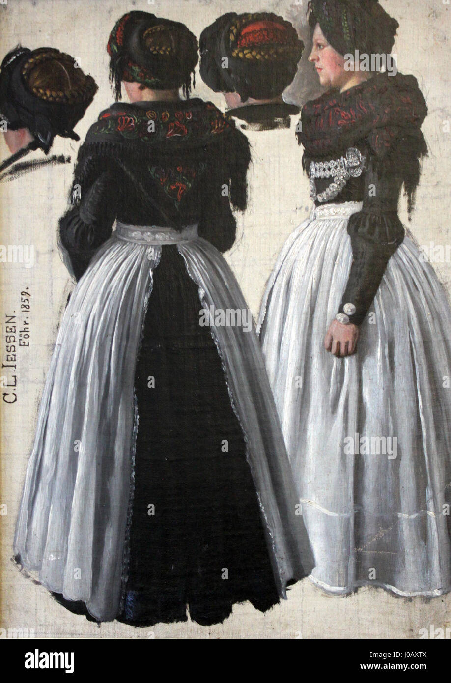 This 1858 photograph 'Friesin in zweifacher Aufnahme' features a woman ...
