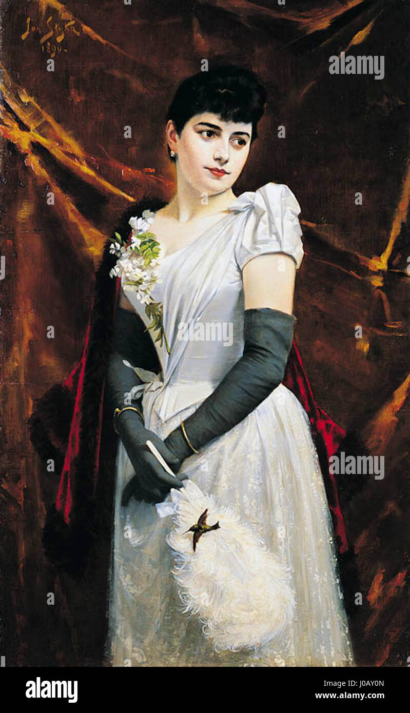 'Portret młodej damy w białej sukni' by Jan Styka is a portrait of a ...