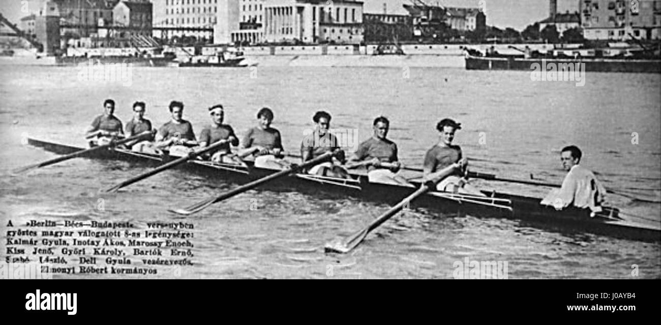 The *Berlin-Bécs-Budapest versenyben győztes magyar válogatott nyolcas ...