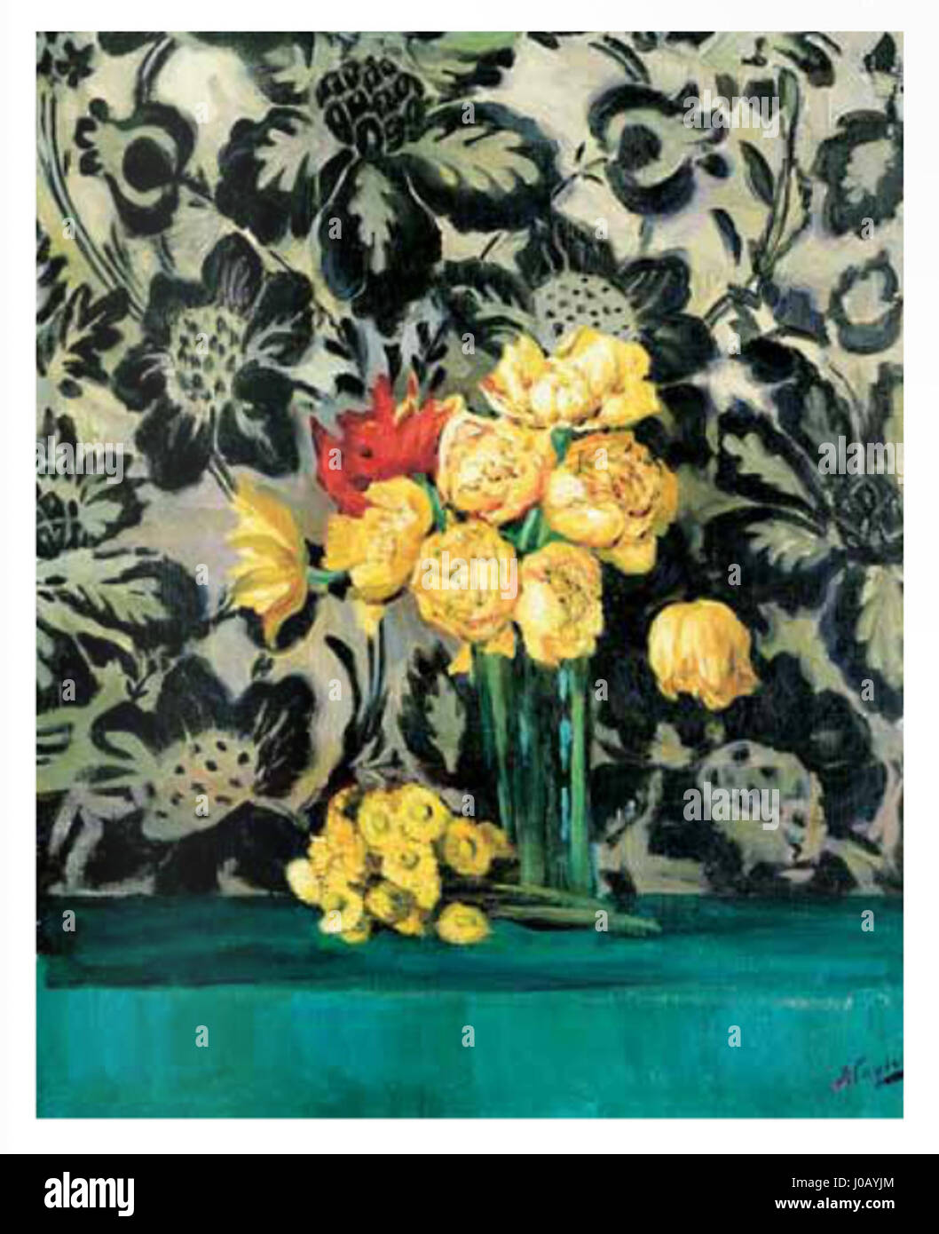 This artwork by Hausch Alexander features flowers in yellow and black ...