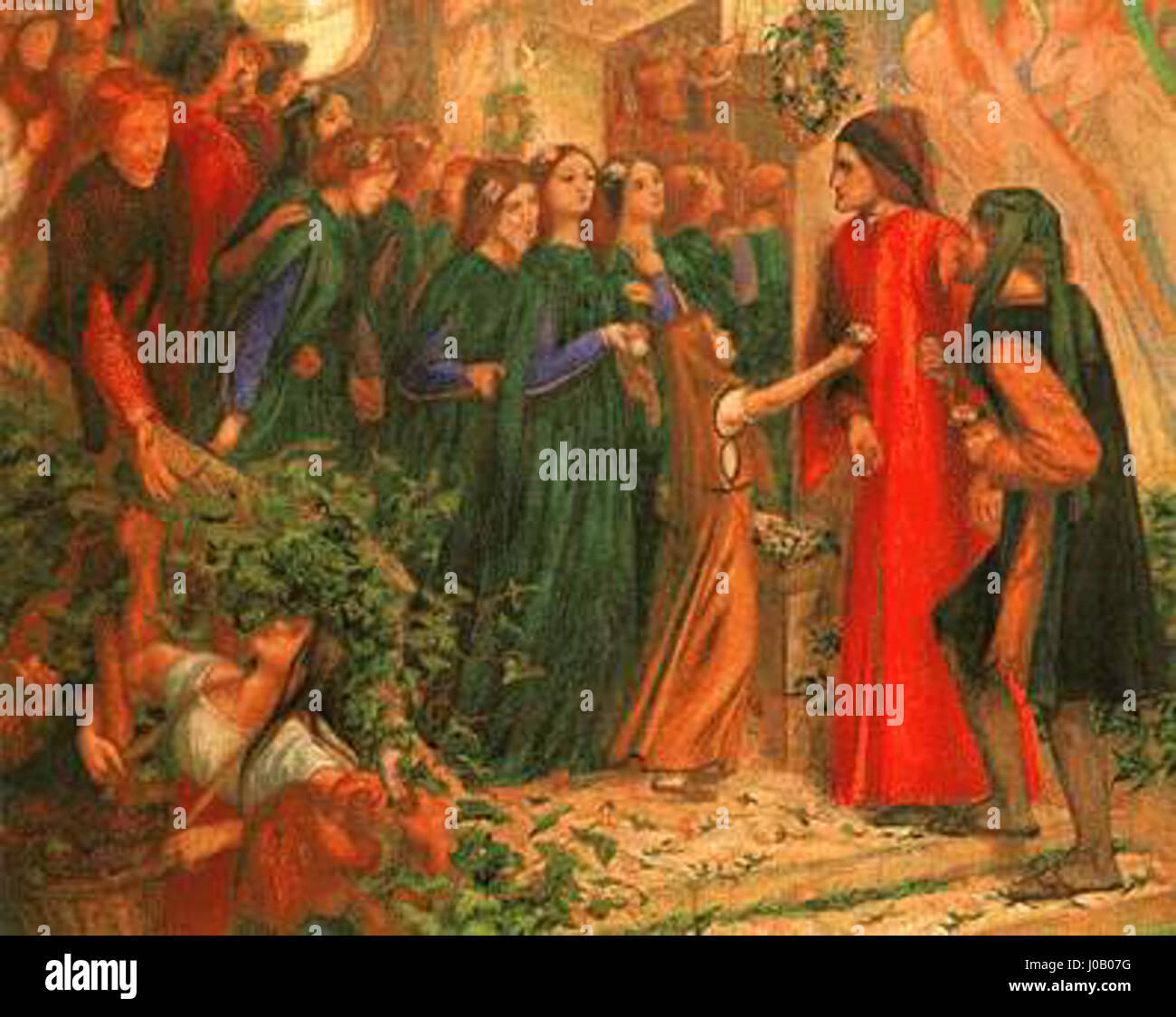 The painting 'Dante tiembla ante la visión de Beatriz' (Dante Trembles ...