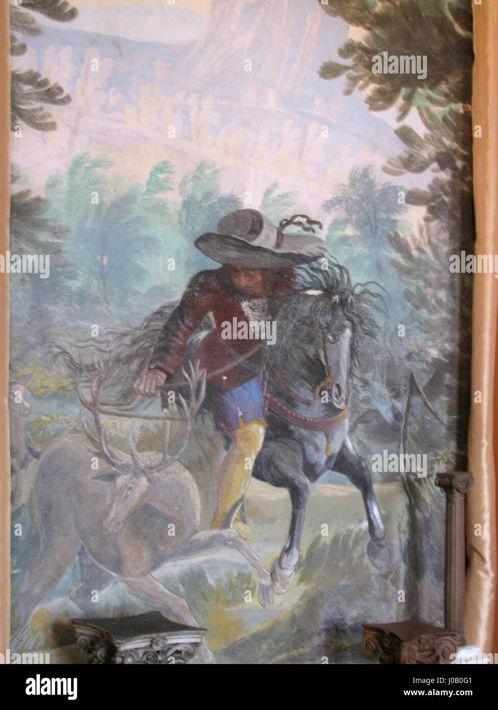 The 'Fléchères salon chasses' is a historical painting depicting the ...