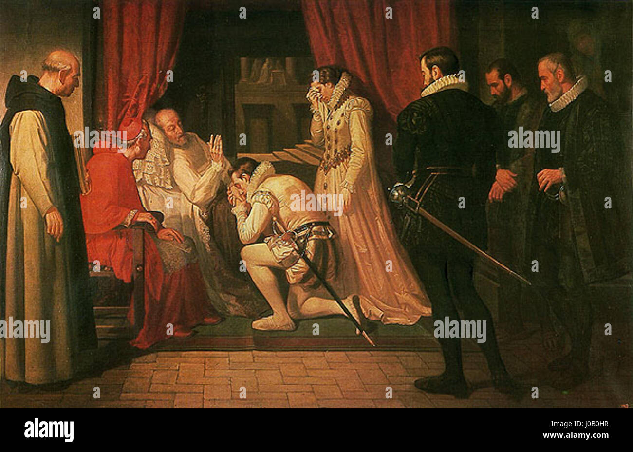 This historical artwork depicts the final moments of King Philip II of ...