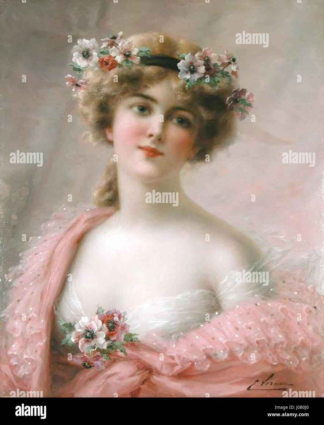 Émile Vernon, a French artist known for his depictions of young women ...