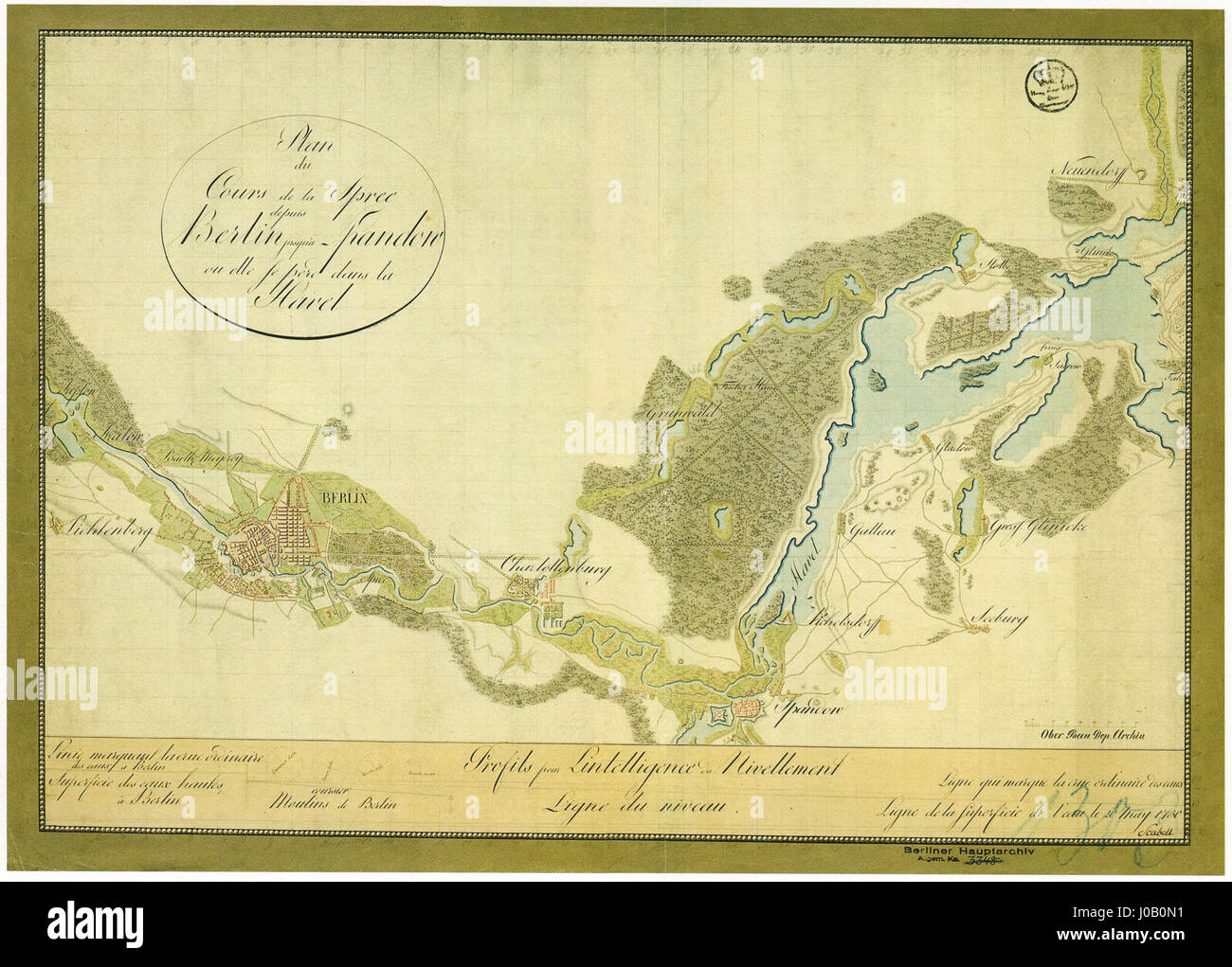 This 1750 map, 'Plan du Cours de la Spree,' illustrates the course of ...
