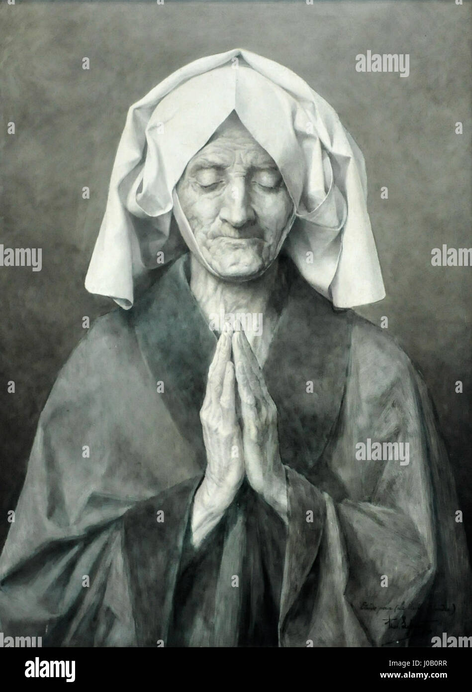 'Biddende vrouw (studie)' (Praying Woman Study) by Théophile Lybaert ...