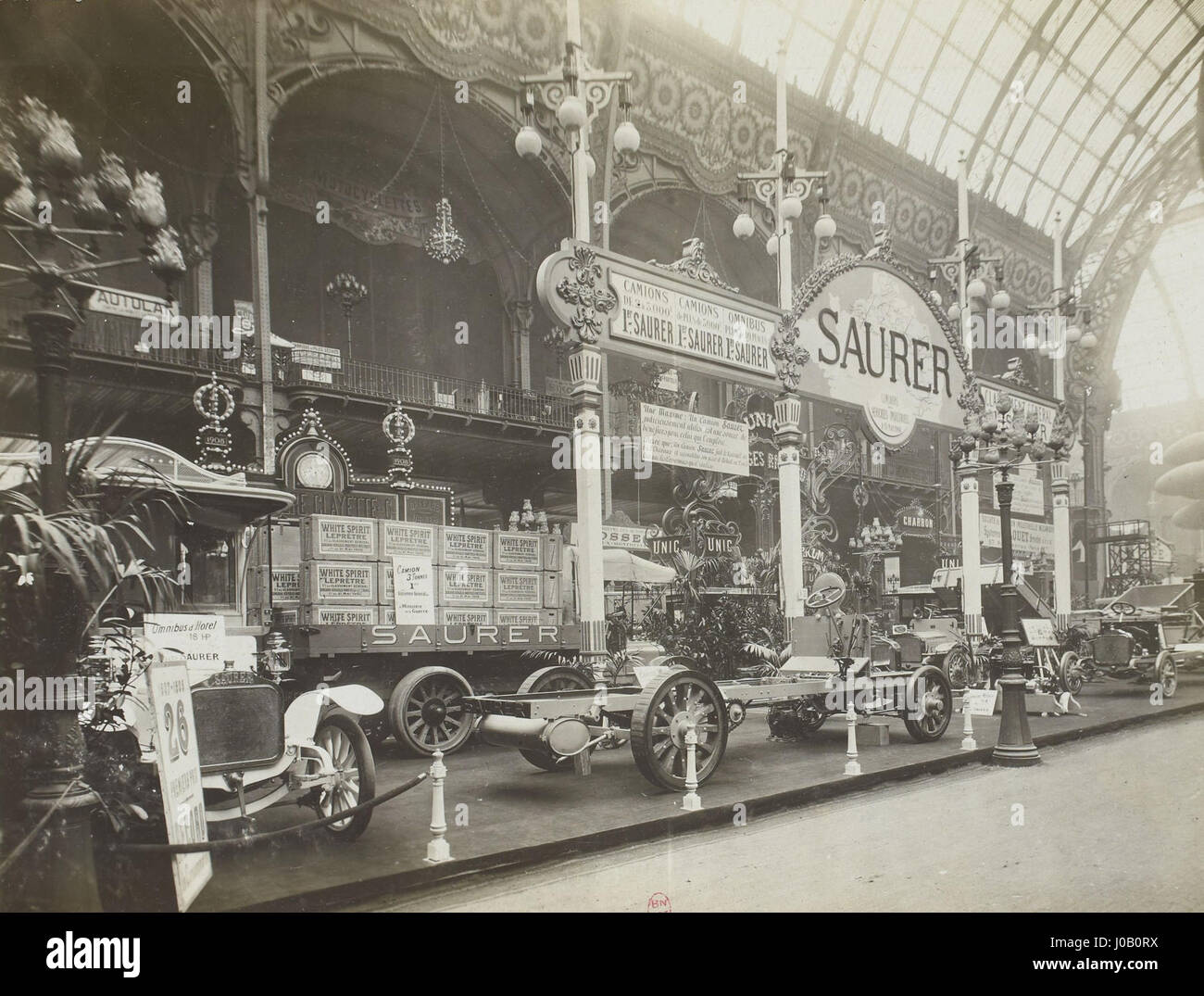 The Saurer Stand at the 1908 Industrial Vehicle Salon in Paris ...