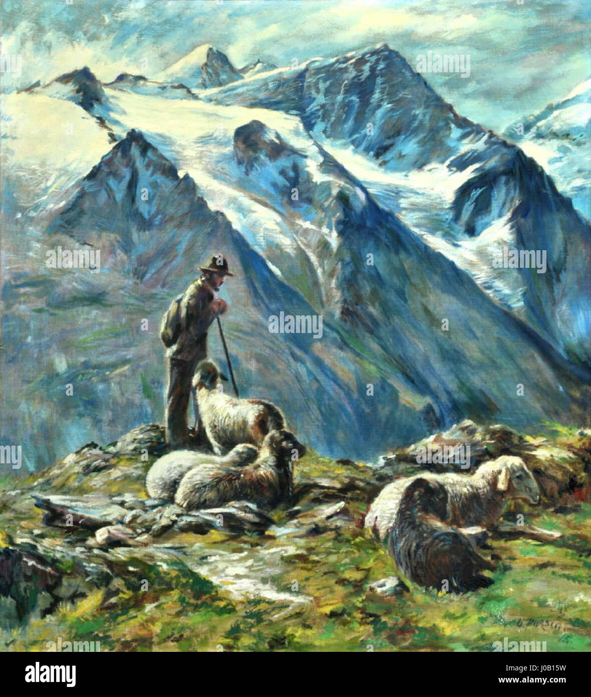 Adold Pirsch Schäfer im Gebirge 1915 Stock Photo - Alamy