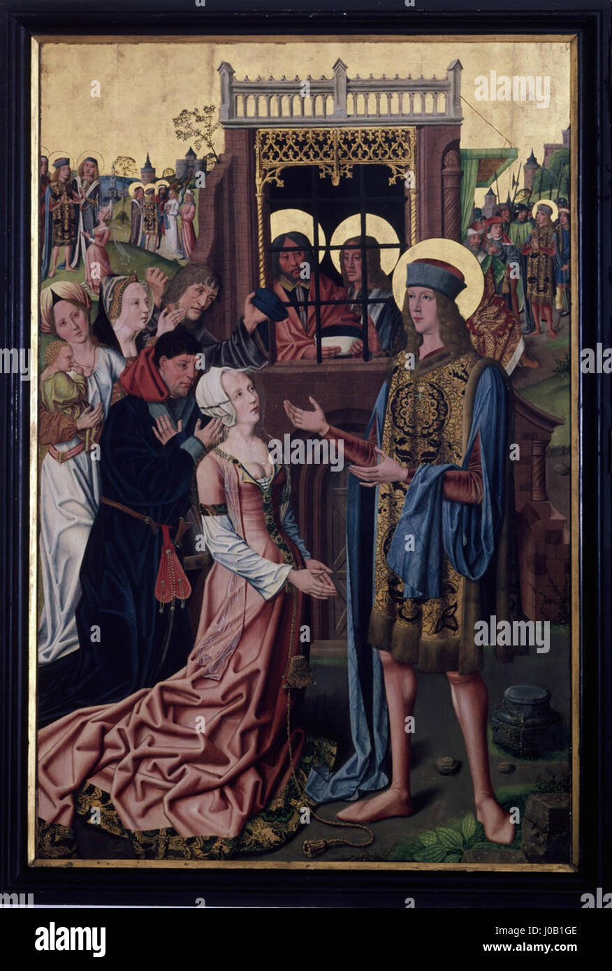 The left panel of the Retable Saint Sébastien depicts Saint Sebastian ...