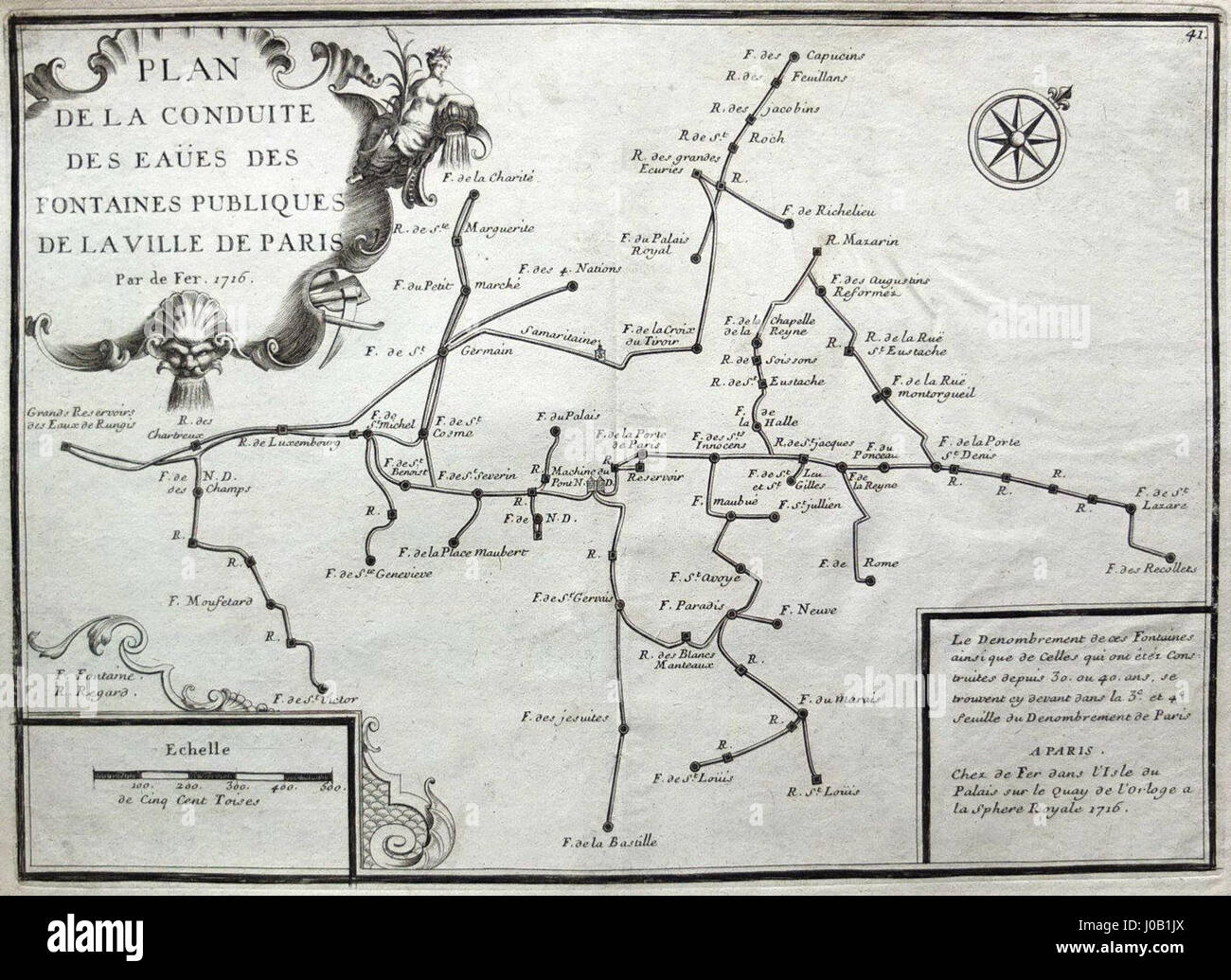 This 18th-century plan illustrates the public water supply network of ...