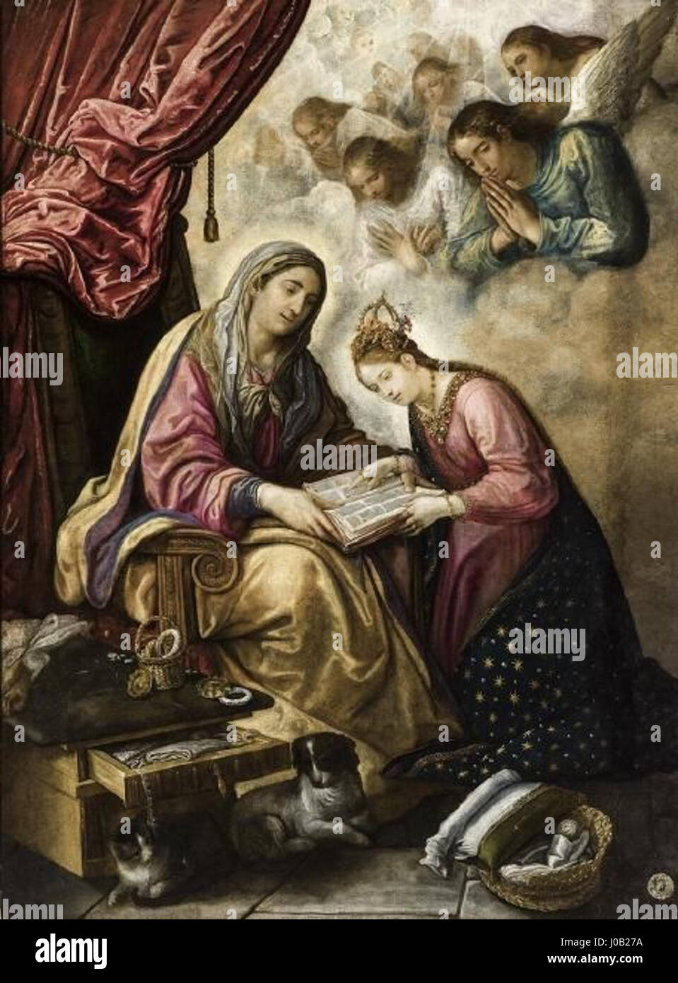 This painting titled 'Santa Ana enseñando a leer a la Virgen' (Saint ...