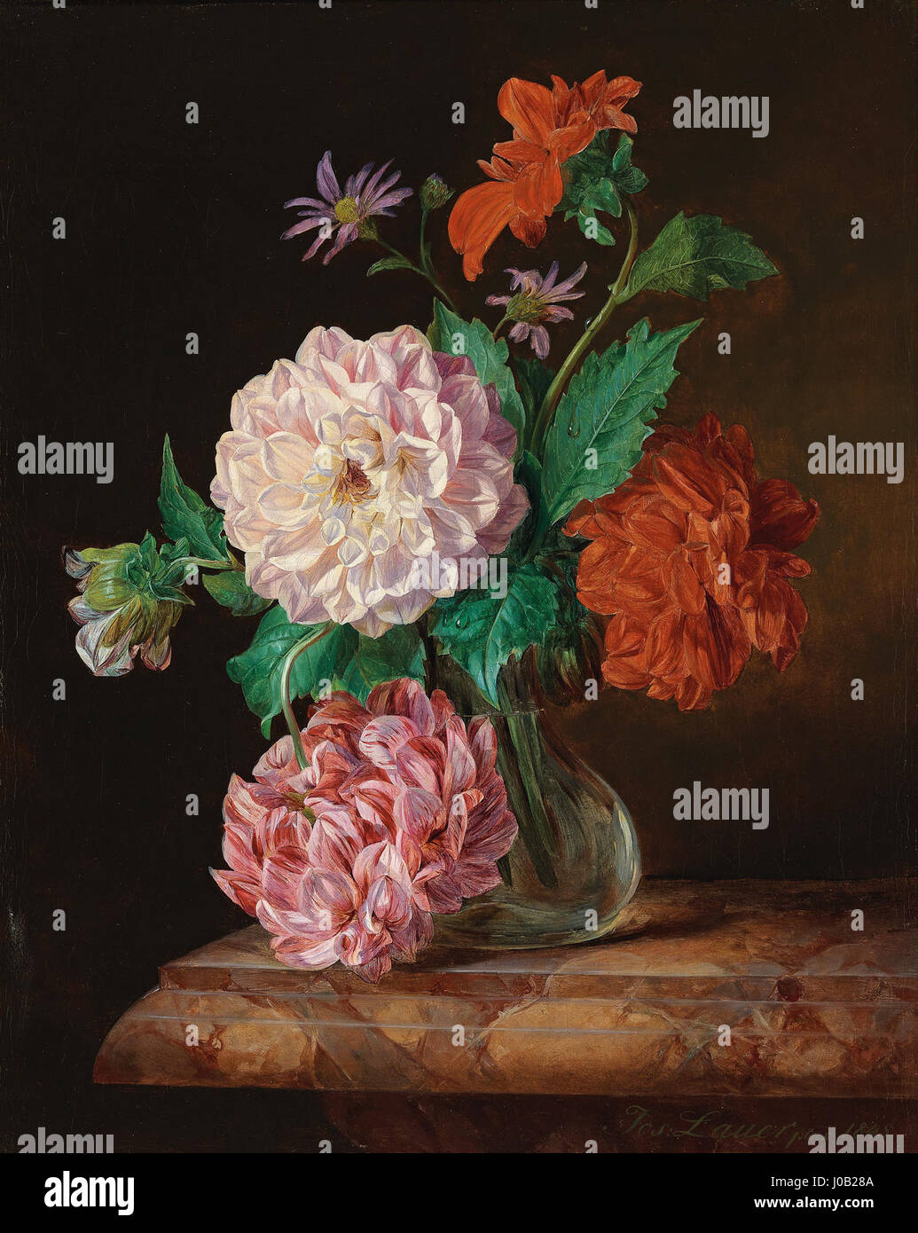 Josef Lauer’s painting 'Blumenstück' (Flower Piece) from 1845 is a ...