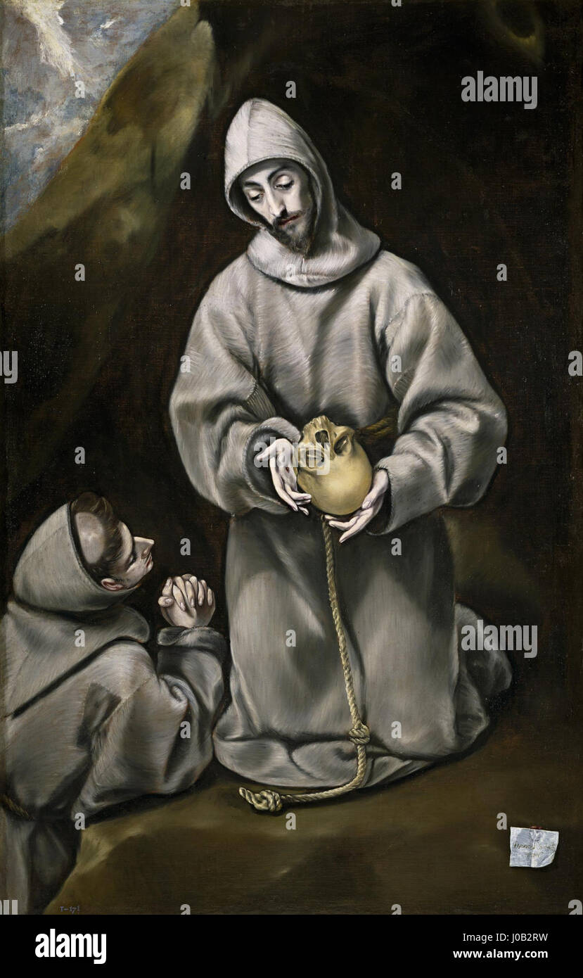 This artwork depicts Saint Francis of Assisi with Brother Leo, a close ...