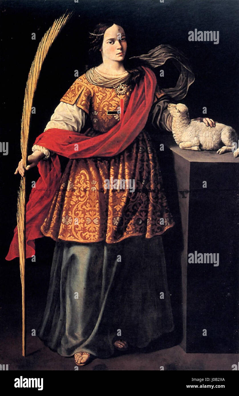 Santa Inés is a religious painting by Spanish artist Antonio Vela Cobo ...