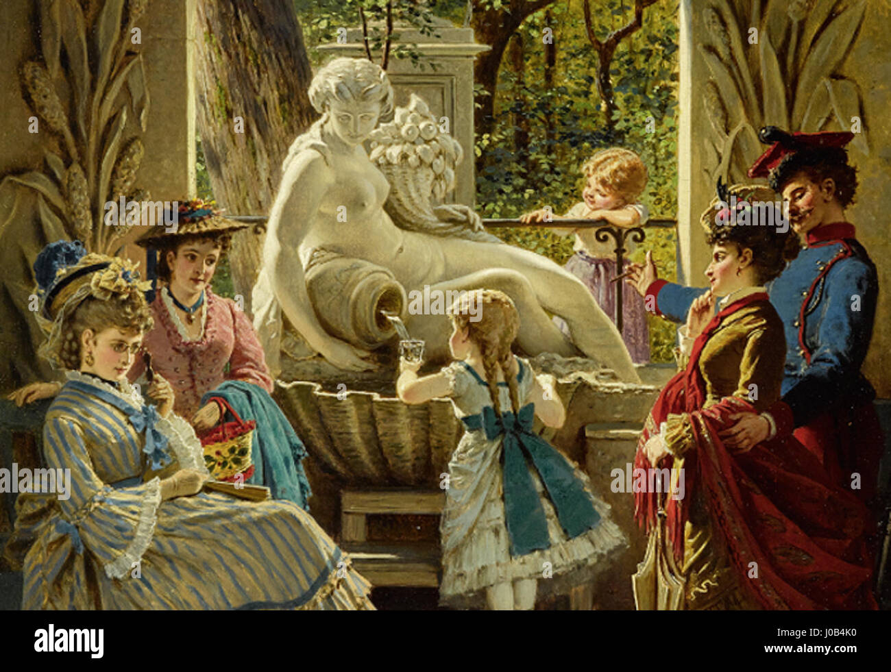 'Am Schönen Brunnen' is a painting by German artist Anton Ebert, illustrating a scene at the ...