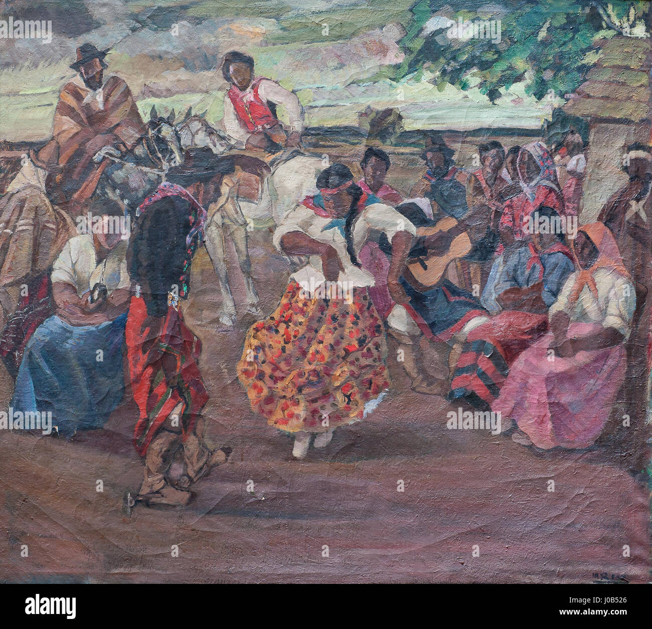 'Baile criollo' by Manuel Rosé depicts a traditional Latin American ...