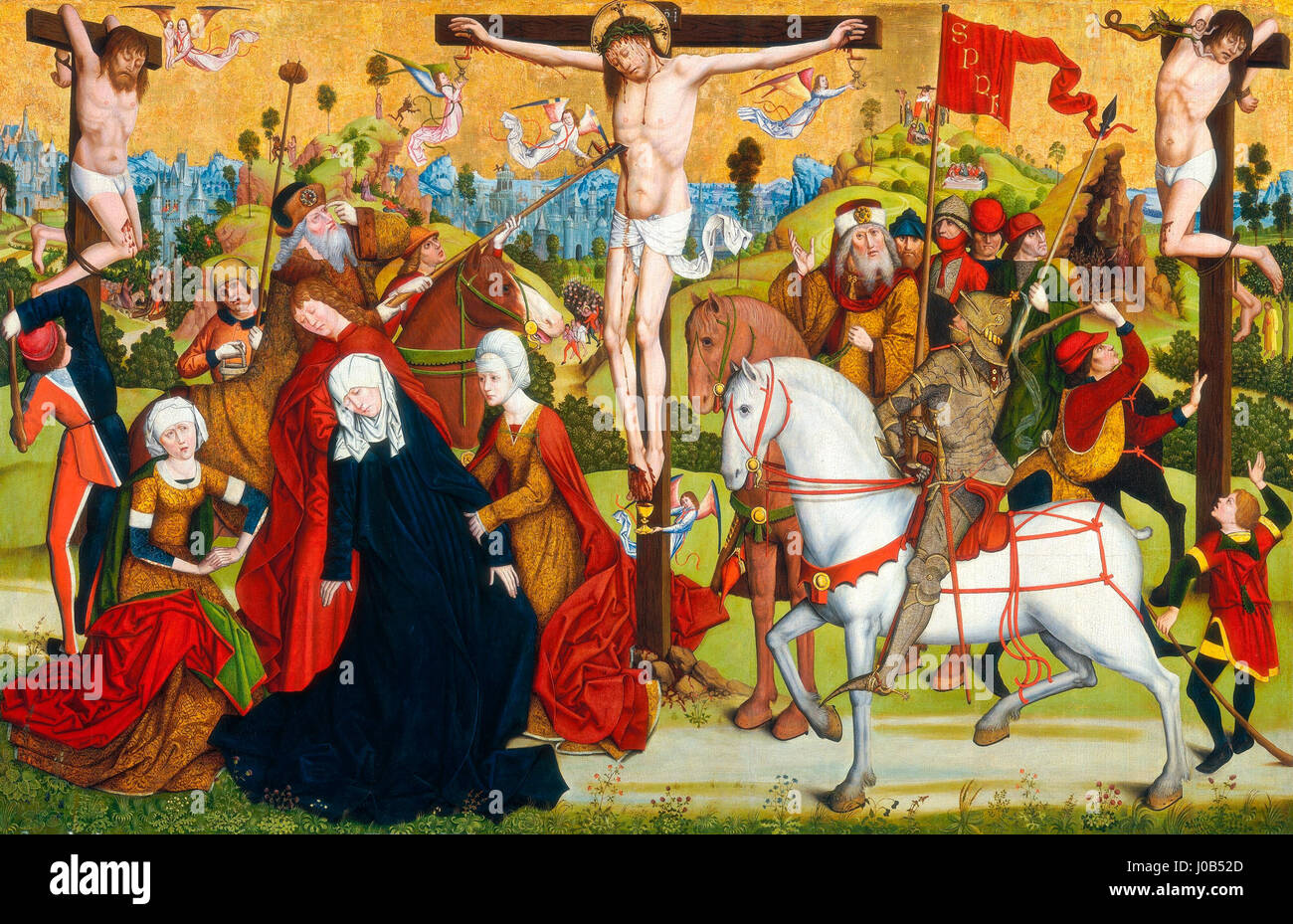 A medieval depiction of the crucifixion, painted by the Master of the ...