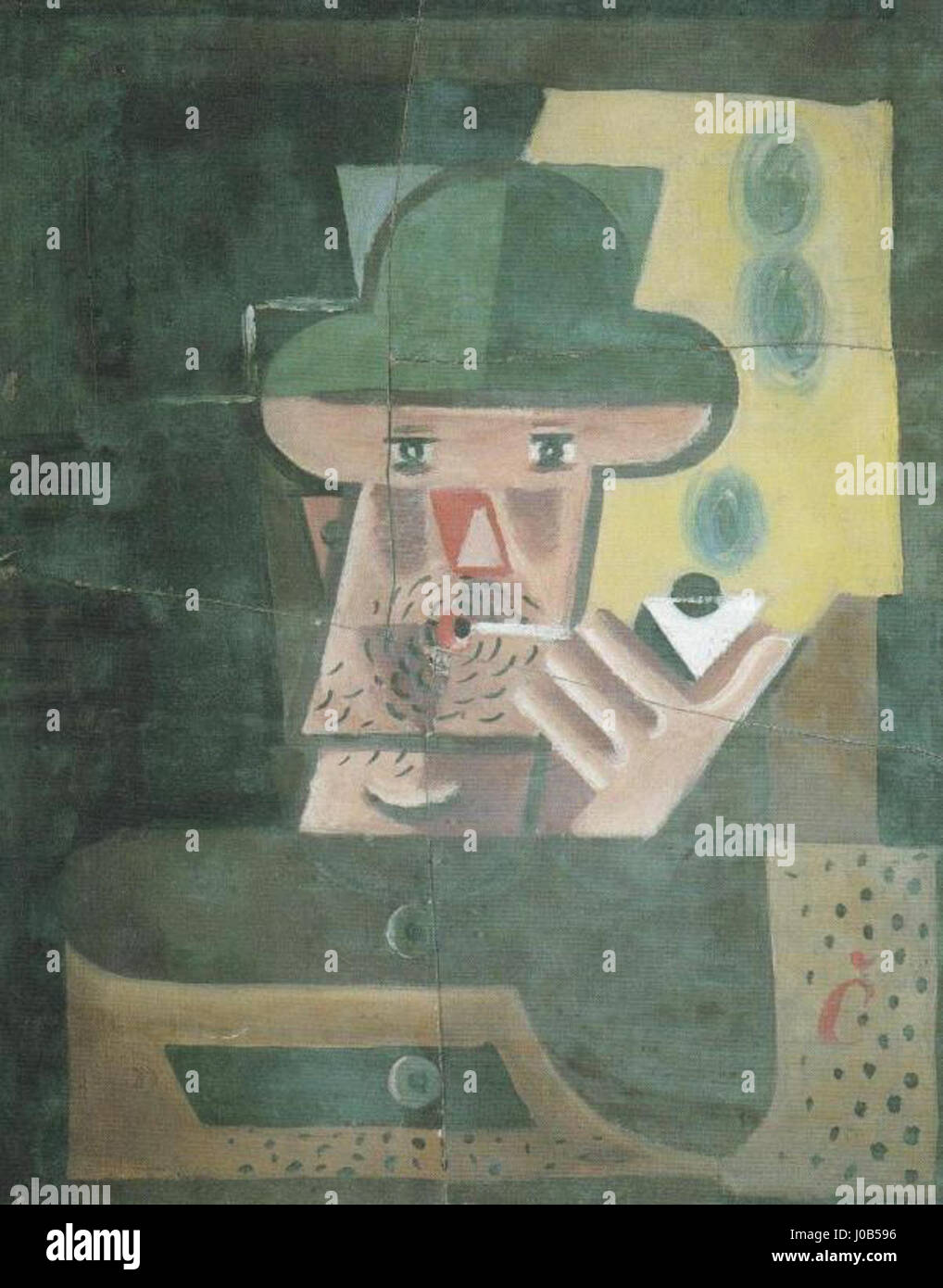 Josef Capek's 1920 painting 'Muz s dýmkou' (Man with a Pipe) portrays a ...