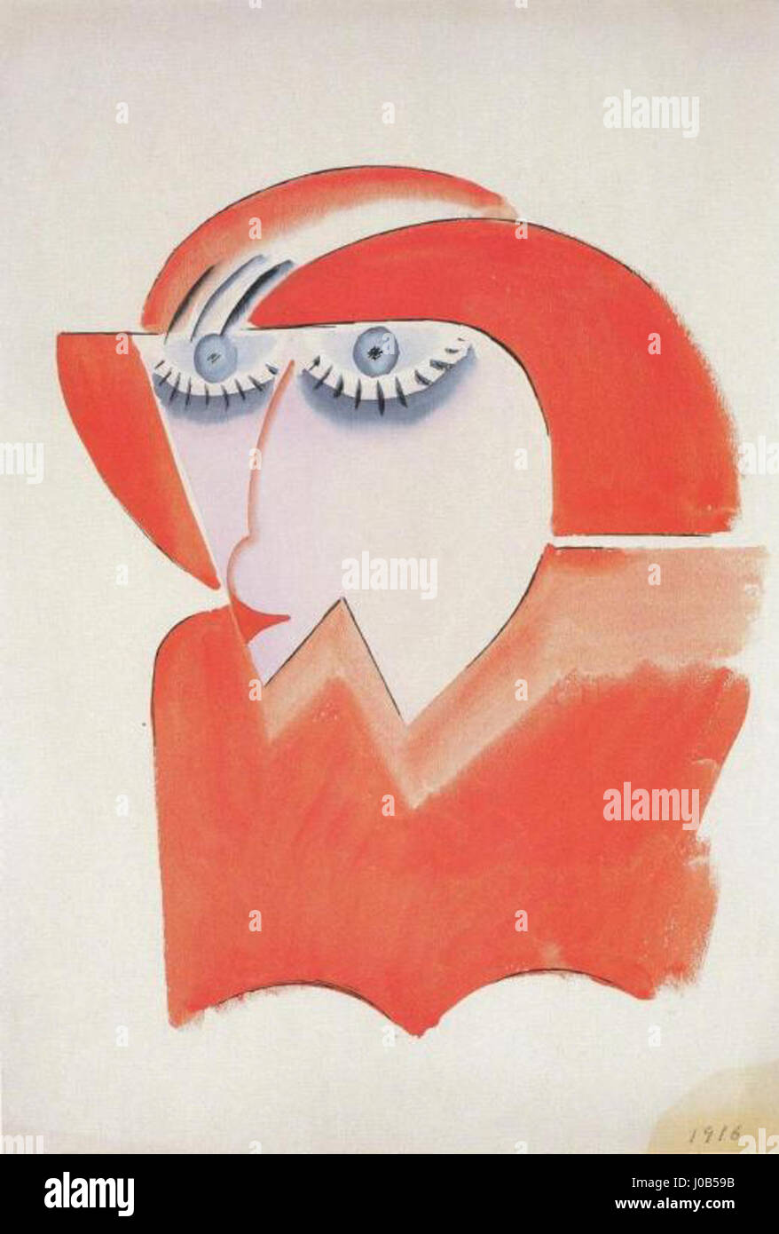 'Nevestka' (1916) by Josef Capek depicts a woman in a poised ...